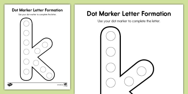 Lowercase Letter k: Dot Marker Letter Formation Activity