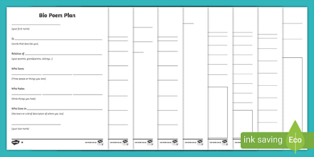 Bio Poem Template Primary Teaching Resources Twinkl