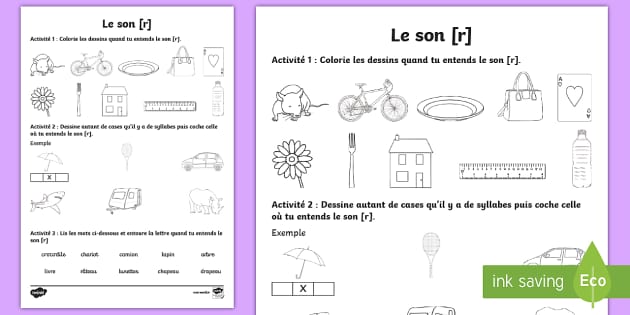 Feuille d'activités : Le son [r] (teacher made) - Twinkl