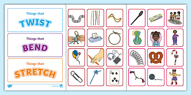 Does it Twist, Bend or Stretch? Sorting Activity - Twinkl