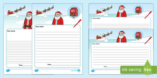 Letter to Santa Writing Template - Christmas | Twinkl Australia