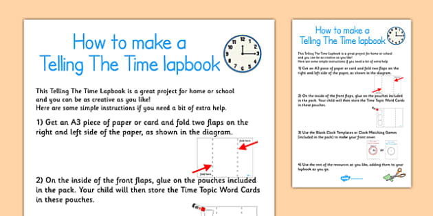 FREE! - Telling The Time Lapbook Instructions (teacher made)