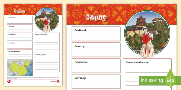 Beijing Fact File Template (teacher made) - Twinkl