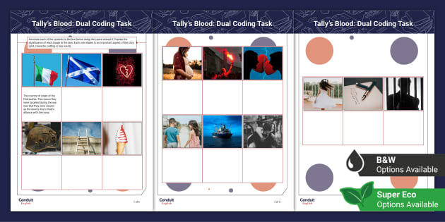 Tally's Blood: Dual Coding Task (Hecho por educadores) Tally's Blood: Dual Coding Task (Hecho por educadores)