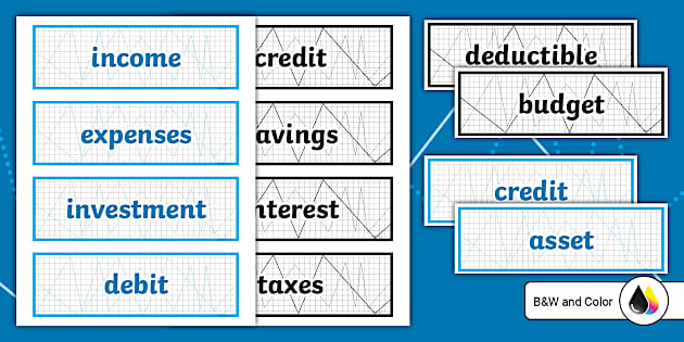 Personal Finance Word Cards for 6th-8th Grade (teacher made)