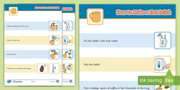 Twinkl Symbols: How to Make a Hot Drink (teacher made)