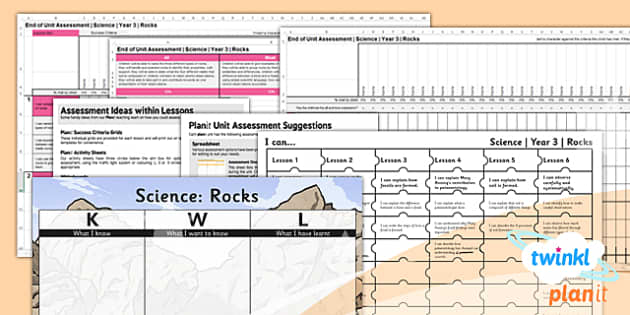 Science: Rocks Year 3 Unit Assessment Pack (teacher made)