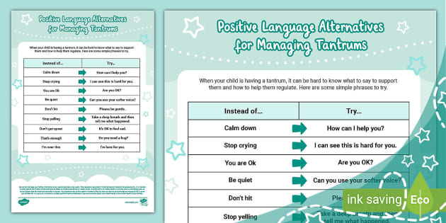 Positive Language for Tantrums (professor feito) - Twinkl Positive Language for Tantrums (professor feito) - Twinkl