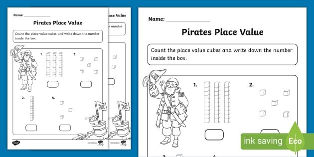 Pirates Place Value Activity Sheet (Teacher-Made) - Twinkl