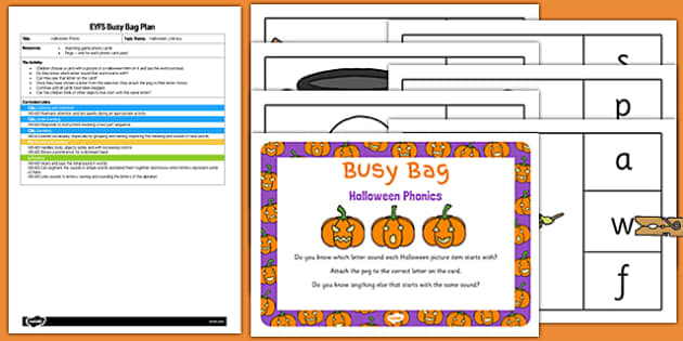 Halloween Phonics Busy Bag Plan and Resource Pack - Twinkl