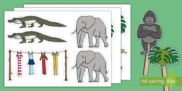 Down in the Jungle Stick Puppets - Twinkl