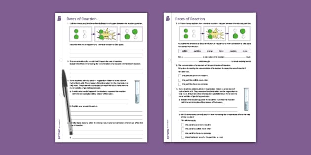 Rates of Reaction Worksheet | KS3 Chemistry | Beyond Science