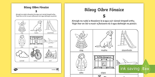 Bileog Oibre Fónaice S (Teacher-Made) - Twinkl