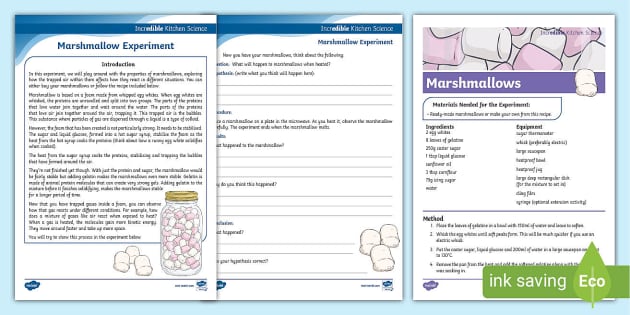 Incredible Kitchen Science Marshmallow Experiment - Twinkl