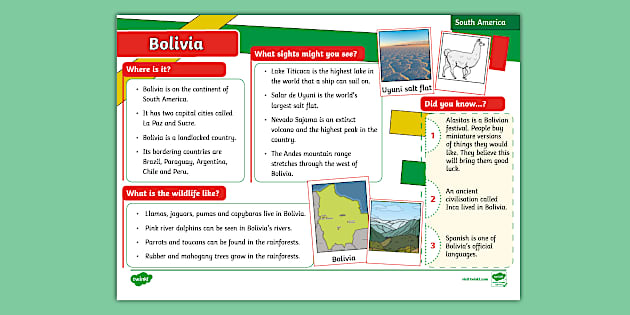 * NEW * KS1 Bolivia Fact File - Twinkl - KS1 (Teacher-Made)