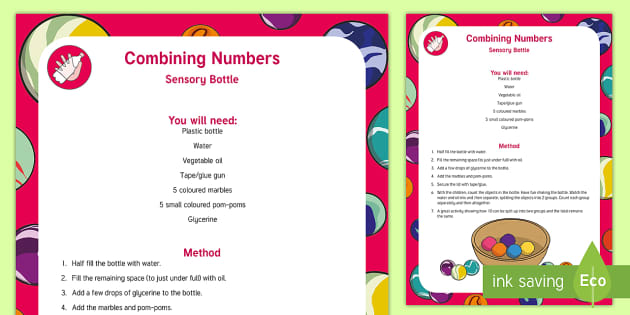 Combining Numbers Sensory Bottle (teacher made) - Twinkl