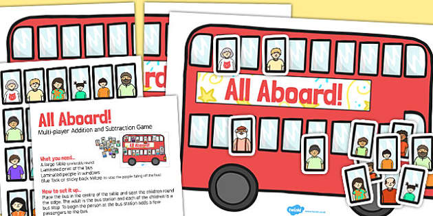 Multiplayer Bus Addition and Subtraction Activity to 20