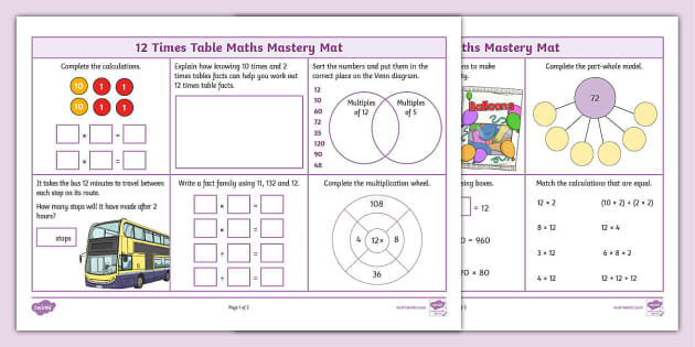  12 Times Table Maths Mastery Mat l enseignant A Fait 