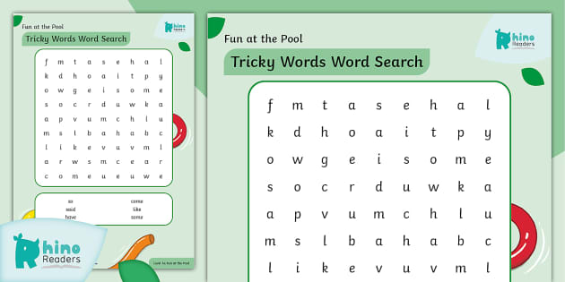 * NEW * Level 4a Fun at the Pool: Tricky Words Word Search