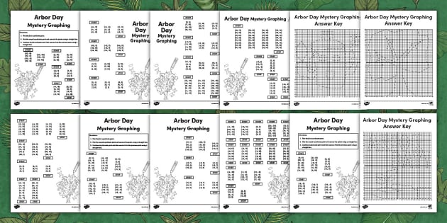 Arbor Day Mystery Graphing Activity Pack for 6th-8th Grade