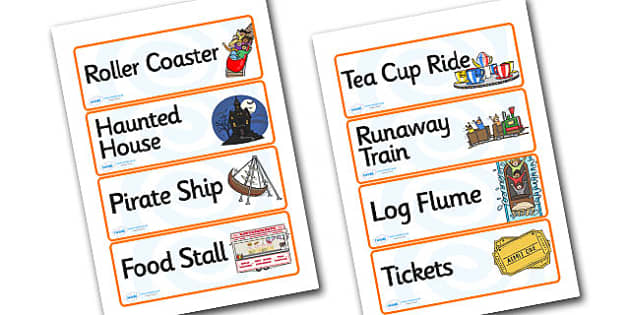 Theme Park Role Play Labels