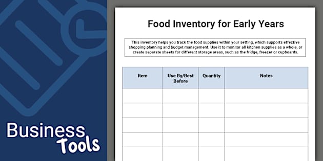 Food Inventory for Early Years Settings