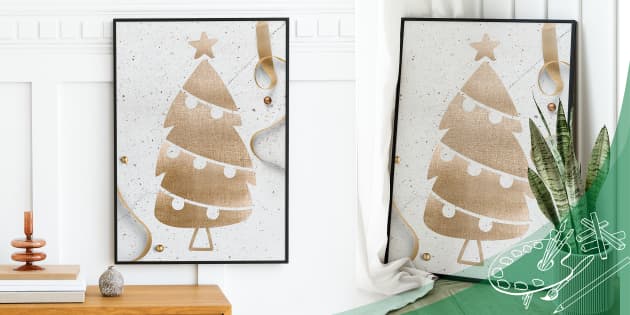 Gold Christmas Tree Poster | Twinkl Art Gallery - Twinkl