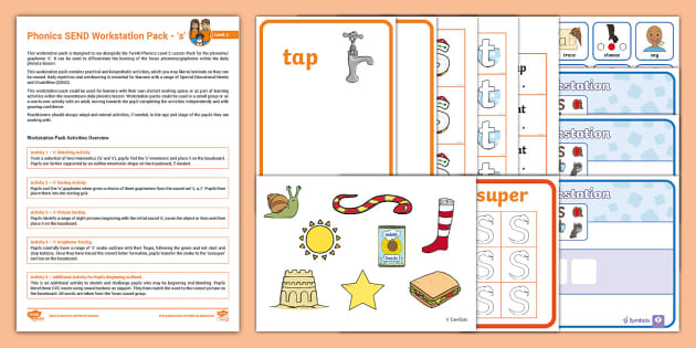 Level 2 Phonics SEND Workstation Pack - 's' (teacher made)
