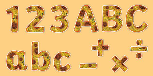 Sunflower Patch Bulletin Board Letters and Numbers 6th-8th