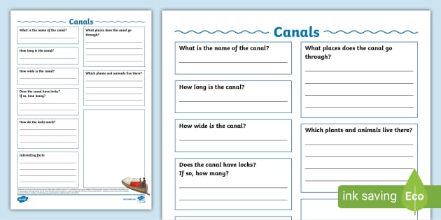 Canals Fact File Template (Hecho por educadores) - Twinkl
