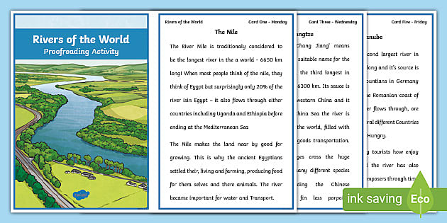 Rivers of the World Proofreading Activity