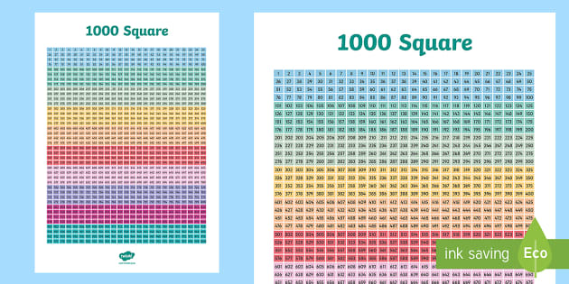 1000 Number Square - numbers, number, squares, numeracy, maths, visual