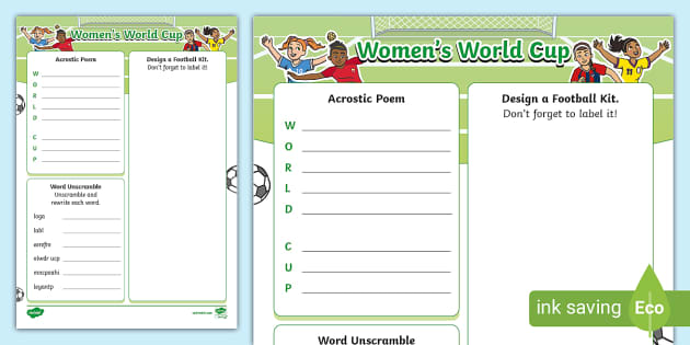 KS1 Women's World Cup Boredom Buster Worksheet - Twinkl