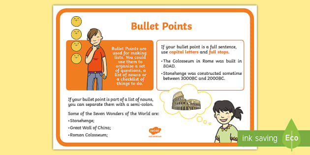  Bullet Points Punctuation A4 Display Poster Bullet Points 