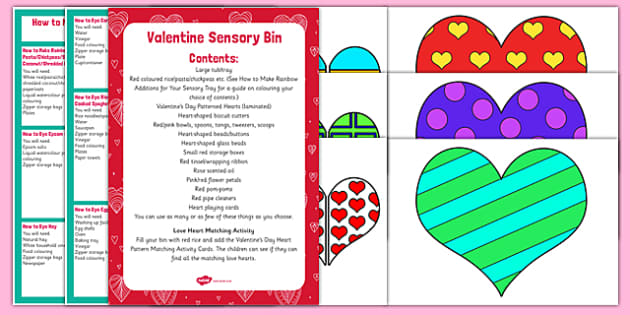 Valentine Themed Sensory Bin and Resource Pack - Twinkl