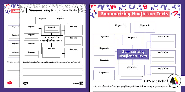 Third Grade Summarizing Nonfiction Texts Graphic Organizer