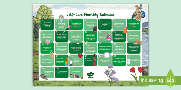 Staff Wellbeing Calendar | Self-Care Monthly Calendar