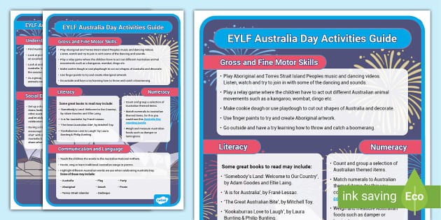 EYLF Australia Day Activities Guide (teacher made) - Twinkl