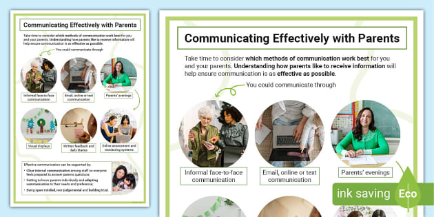 Effective Communication with Parents Poster | Kindergarten | CPD