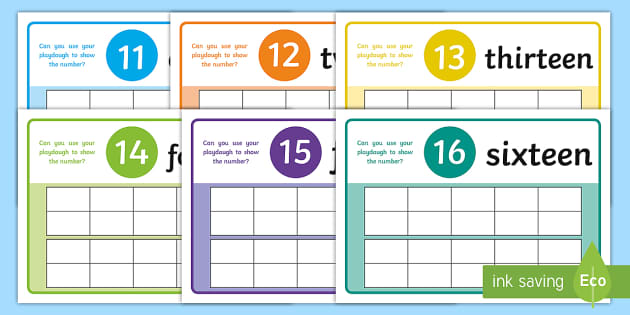 11 to 20 Double Ten-Frame Playdough Mats Worksheets