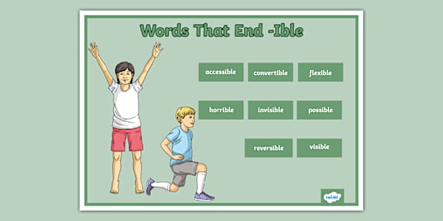 Words That End -Ible Word Mat (teacher made) - Twinkl