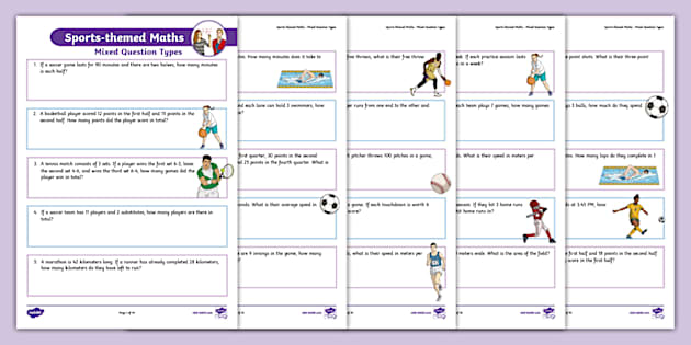 Sports-themed Maths - Mixed Question Types (English)