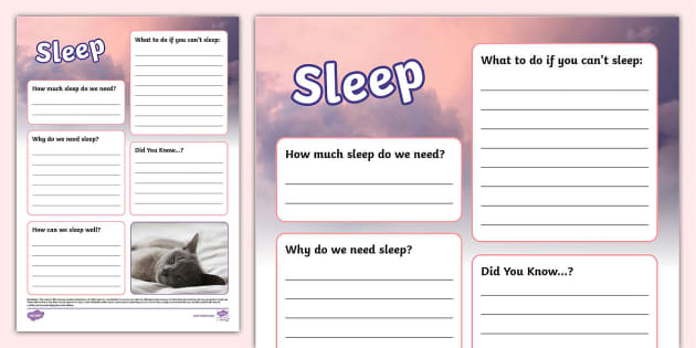 Sleep Fact File Template (teacher made) - Twinkl