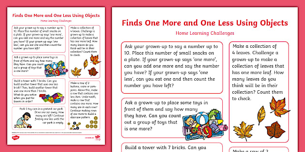 EYFS Finds One More or One Less Using Objects Home Learning EYFS Finds One More or One Less Using Objects Home Learning