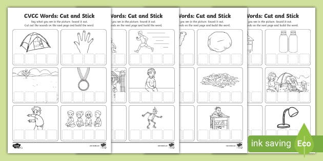 Phonics Stage 2 CVCC Cut and Stick Activity Sheets - Twinkl