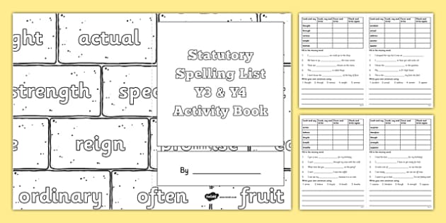Statutory Spelling List Y3 and Y4 Activity Book