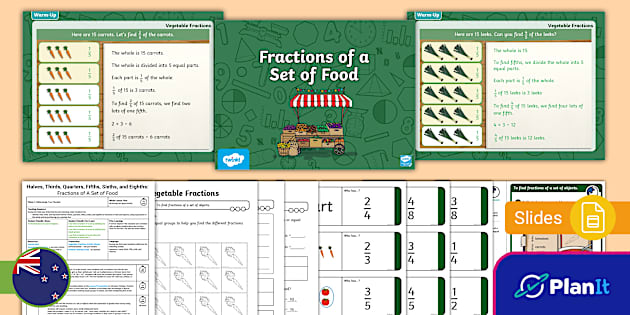 * NEW * Phase 1 Number: Fractions of a Set of Food - Twinkl