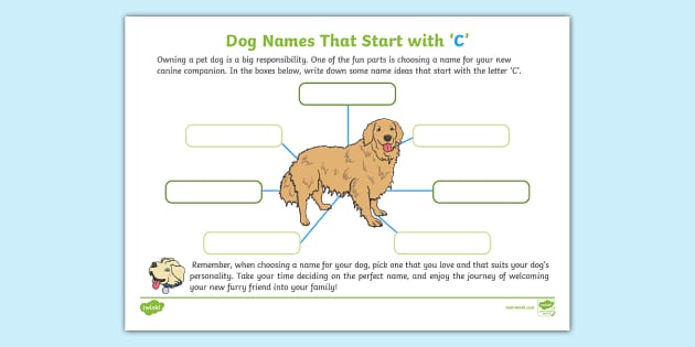 Dog Names That Start with C Activity teacher made