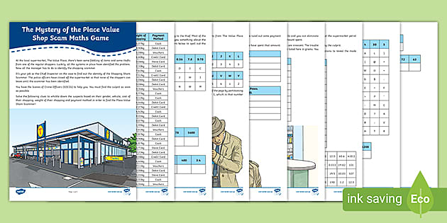 The Mystery of the Place Value Shopping Scam Maths Game