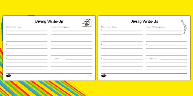 The Olympics Diving Write Up Worksheet (teacher made)
